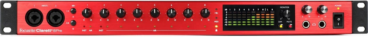 Focusrite Clarett+ 8Pre USB 18-IN / 20-OUT Rack Studio Audio Recording ...