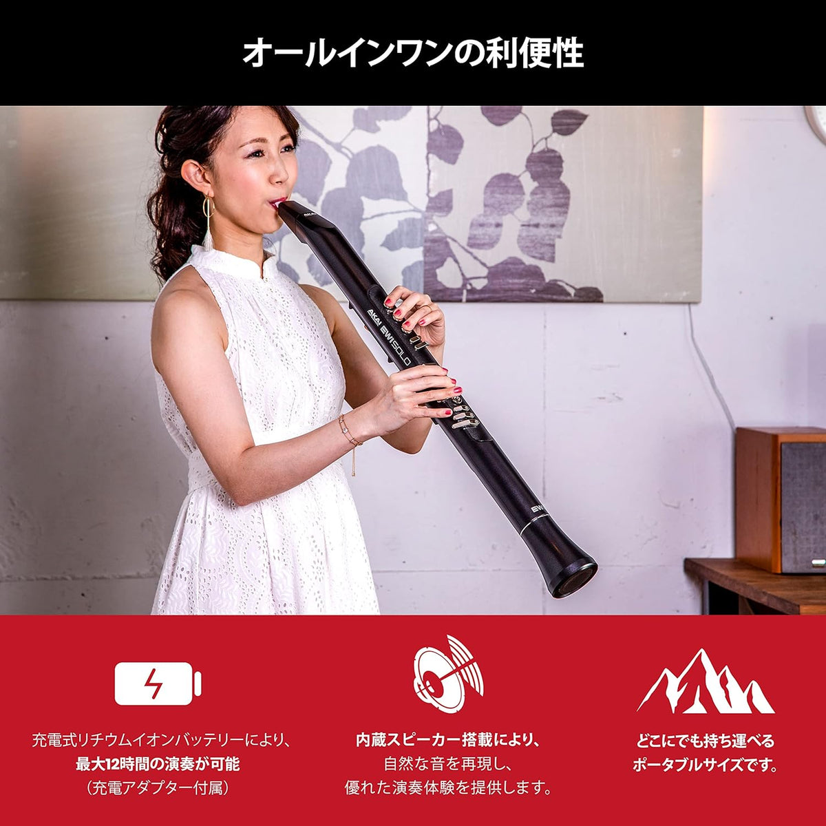 AKAI EWI Solo Digital Wind Instrument Synthesizer with built-in speake ...